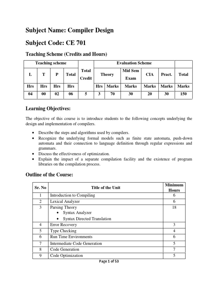 Common Syl Lab Us | PDF | Parsing | Compiler