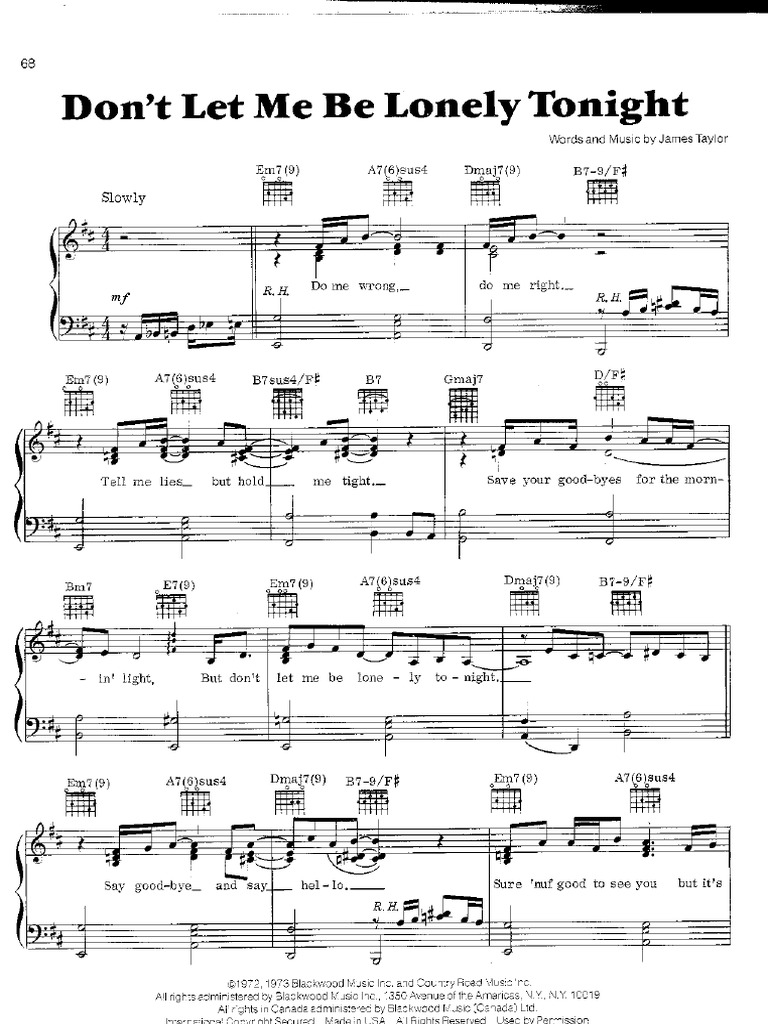 James Taylor - Dont Let Me Be Lonely Tonight | PDF