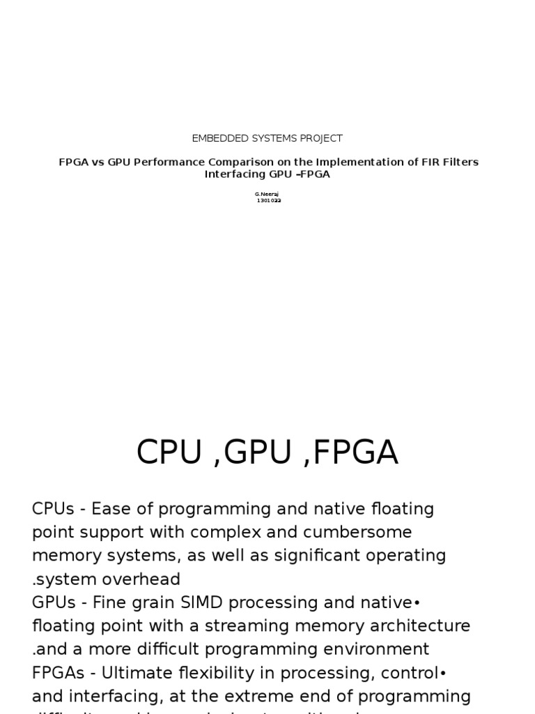 GPU Vs FPGA | PDF | Field Programmable Gate Array | Graphics Processing Unit