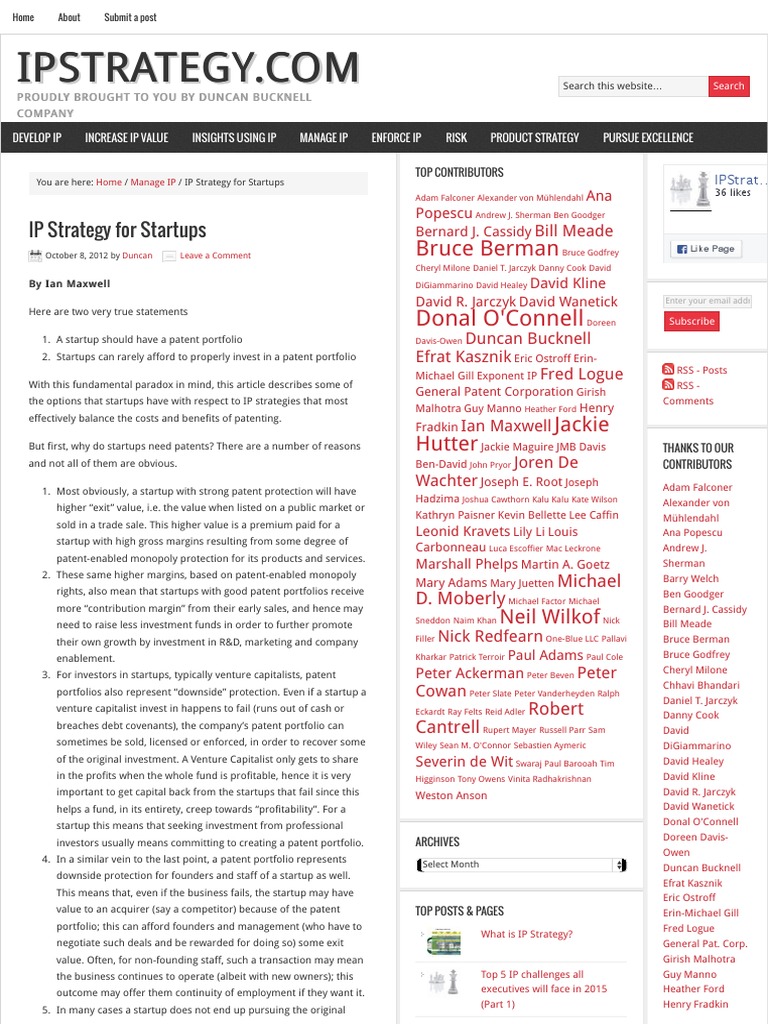 IP Strategy For Startups PDF | PDF | Patent Infringement | Patent