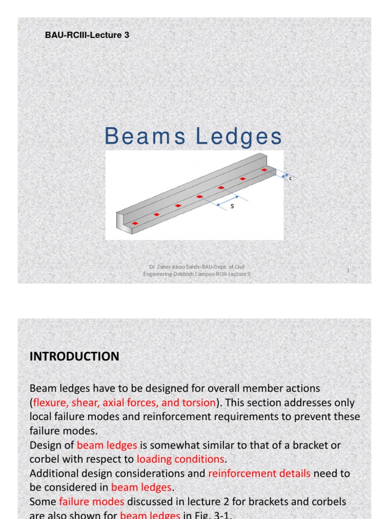 RCIII 04 Beams Ledges | PDF | Beam (Structure) | Bending
