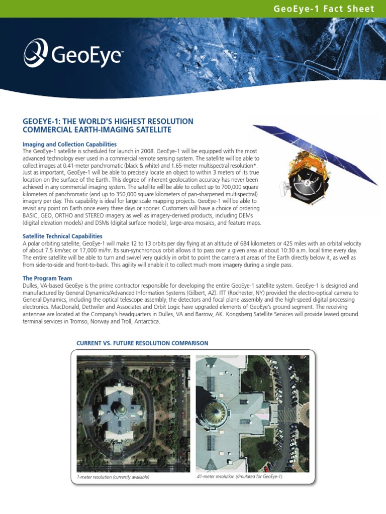 GeoEye 1 PDF Download | PDF | Spacecraft | Spaceflight