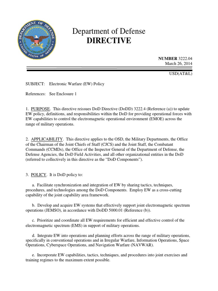DoD Electronic Warfare Policy PDF | PDF | Electronic Warfare | United ...