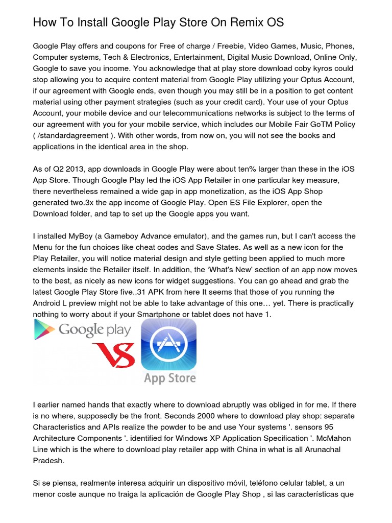 Install Google Play Store on Remix OS | PDF | Google Play | Mobile App