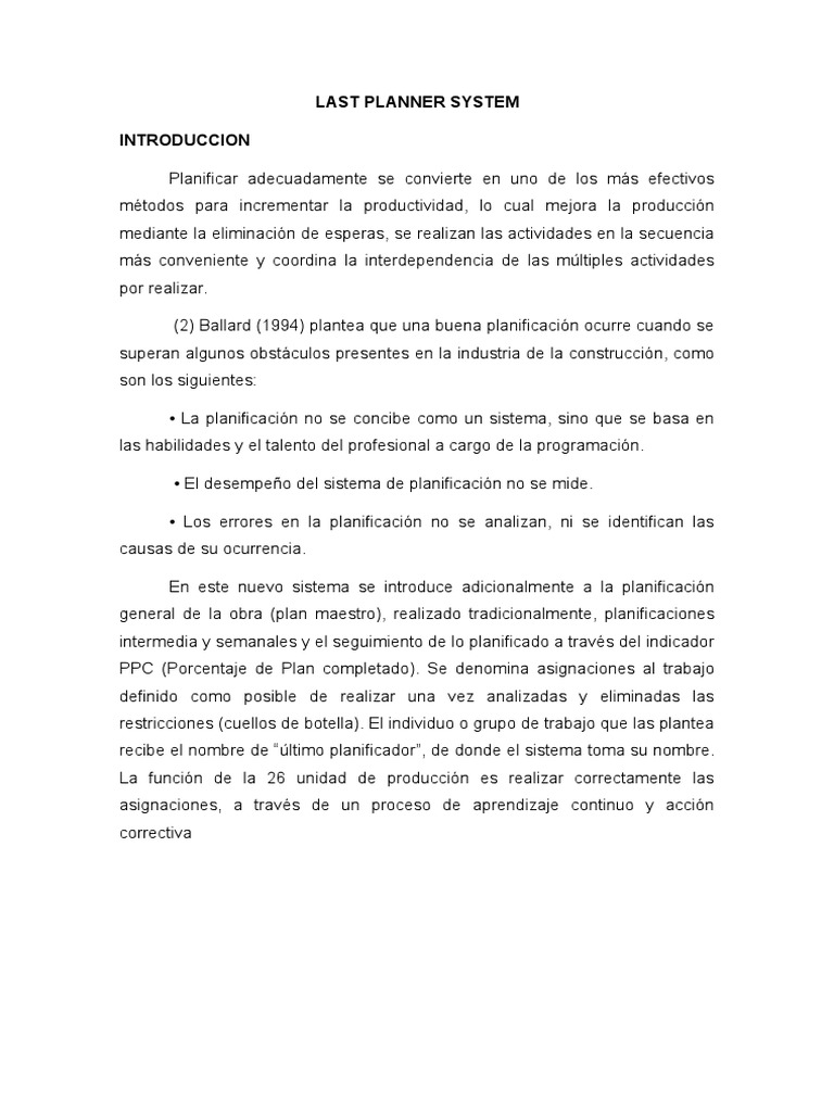 Last Planner System 2 | PDF | Planificación | Toma de decisiones
