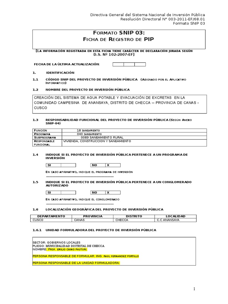 Formato 03 Anansaya | PDF | Agua | Economias