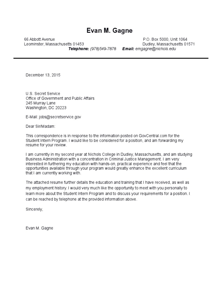 Evan Gagne - Cover Letter | PDF