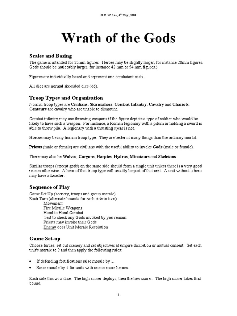 Wrath of The Gods: Scales and Basing | PDF | Infantry | Wars & Military