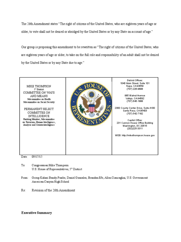 Proposal to Revise the 26th Amendment | PDF | Public Sphere | Social ...
