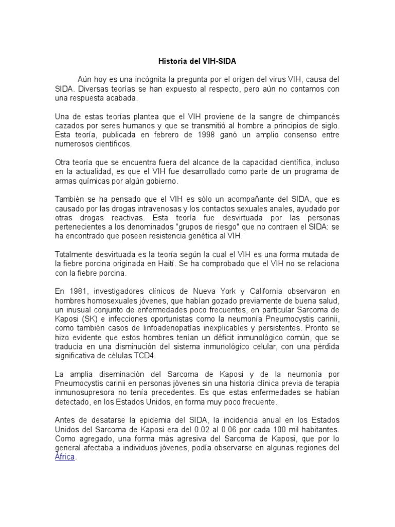 Historia Del VIH | PDF | VIH / SIDA | Virus
