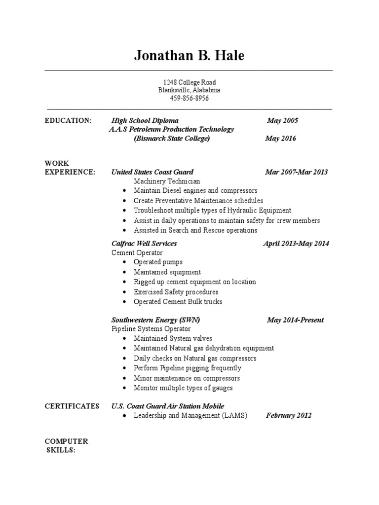 Jonathan Hale Resume | PDF