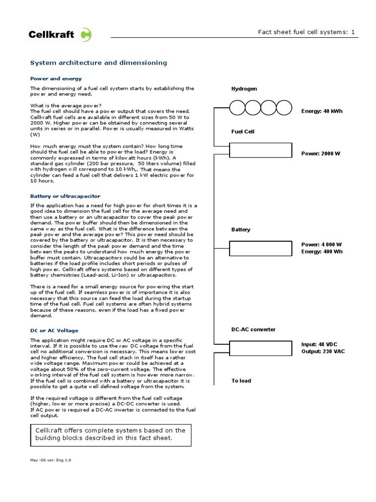 Cellkraft Fuel Cell System Overview | PDF | Battery (Electricity ...
