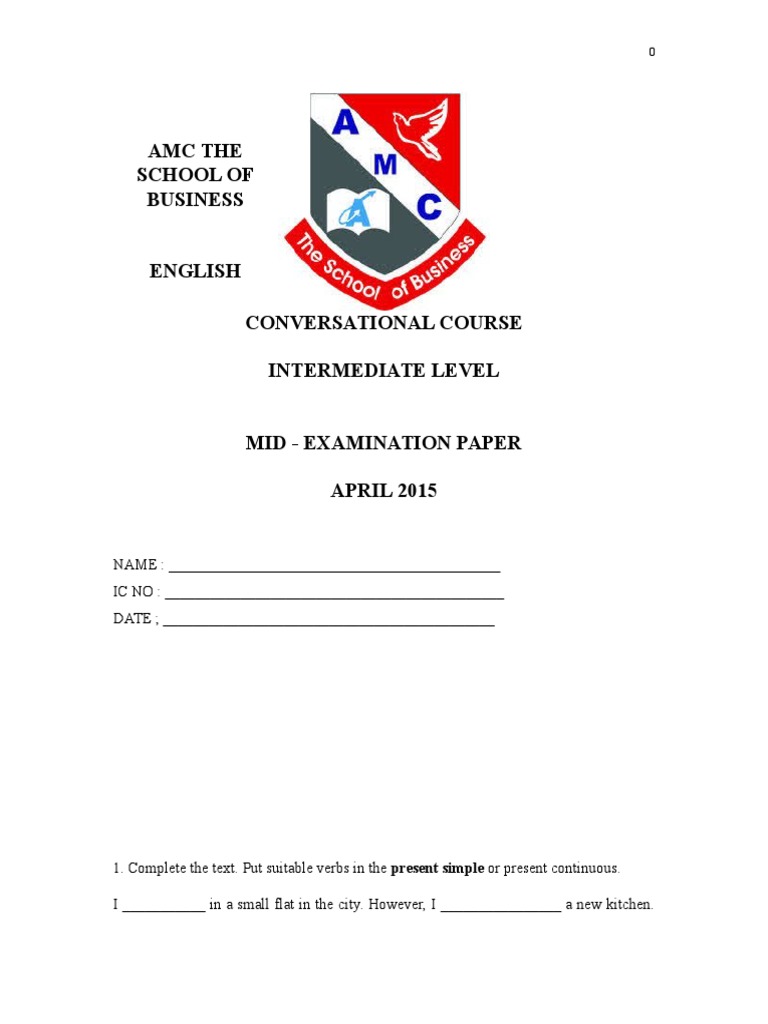 Amc Test Paper | PDF | Languages | Language Arts & Discipline
