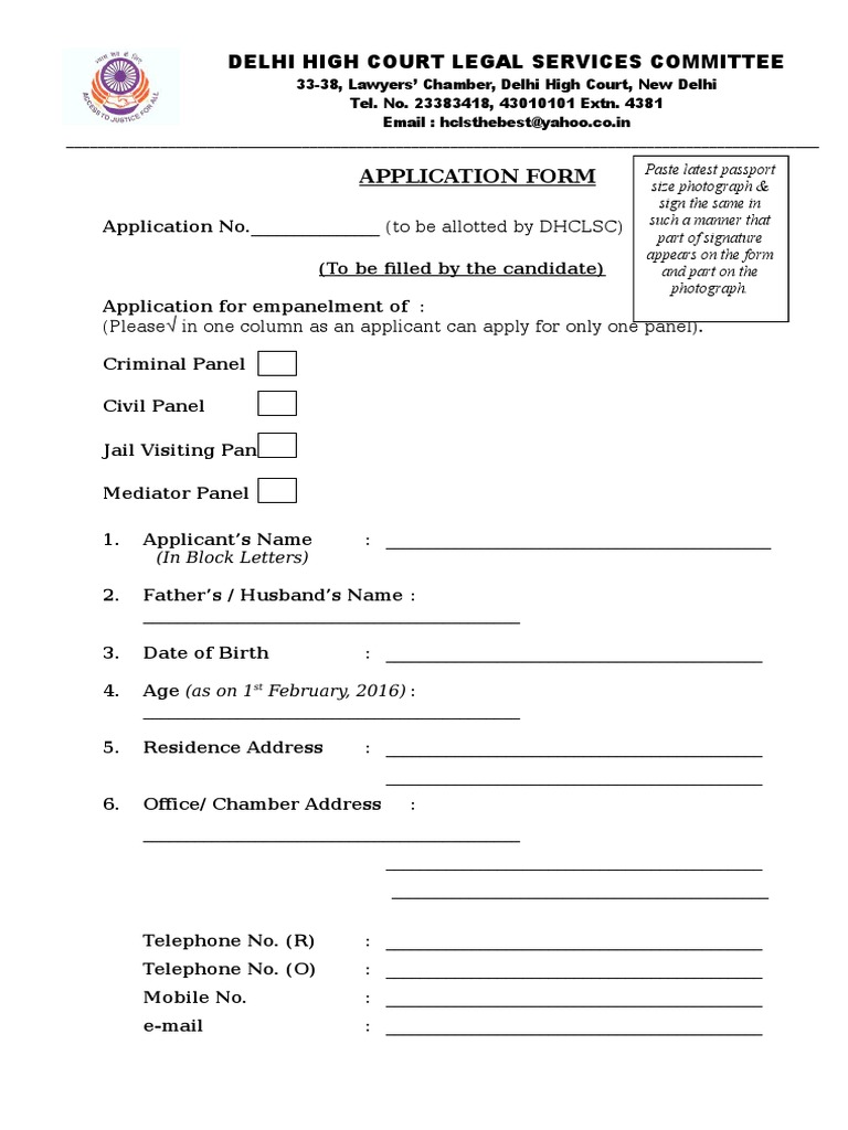 Empanelment Application Form 2016 | Mediation | Common Law