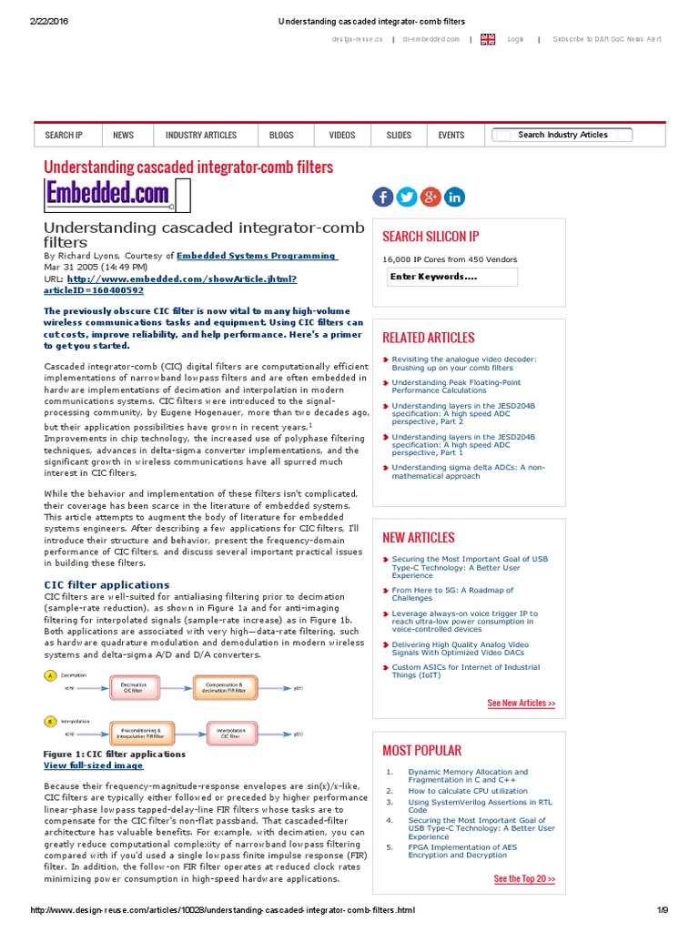 Understanding Cascaded Integrator-Comb Filters | PDF | Sampling (Signal ...