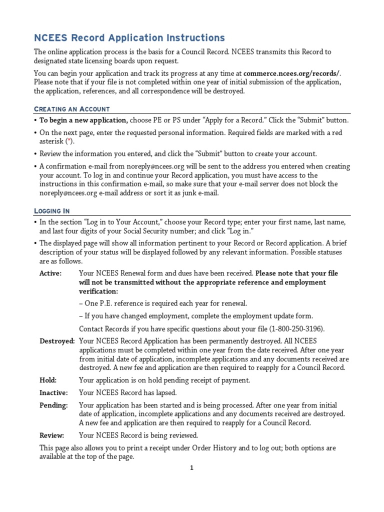 Application Instructions | PDF