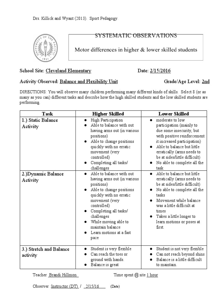 2nd Grade Balance & Flexibility | PDF