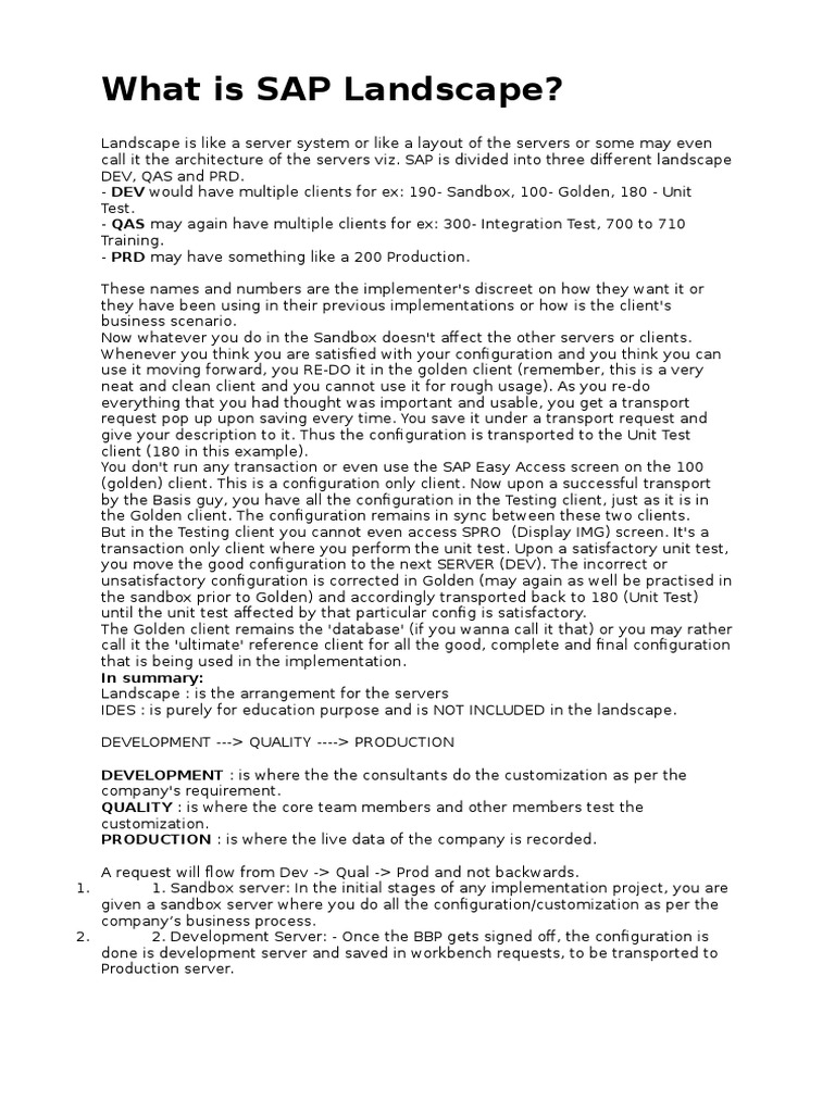 Sap Landscape | PDF | Business | Computers
