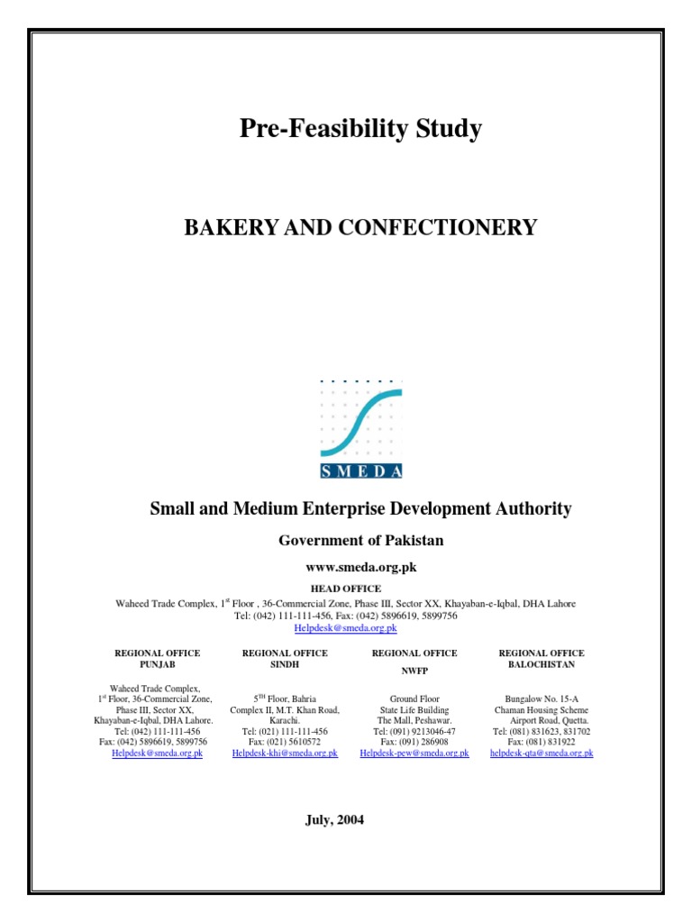 SMEDA Bakery & Confectionery | PDF