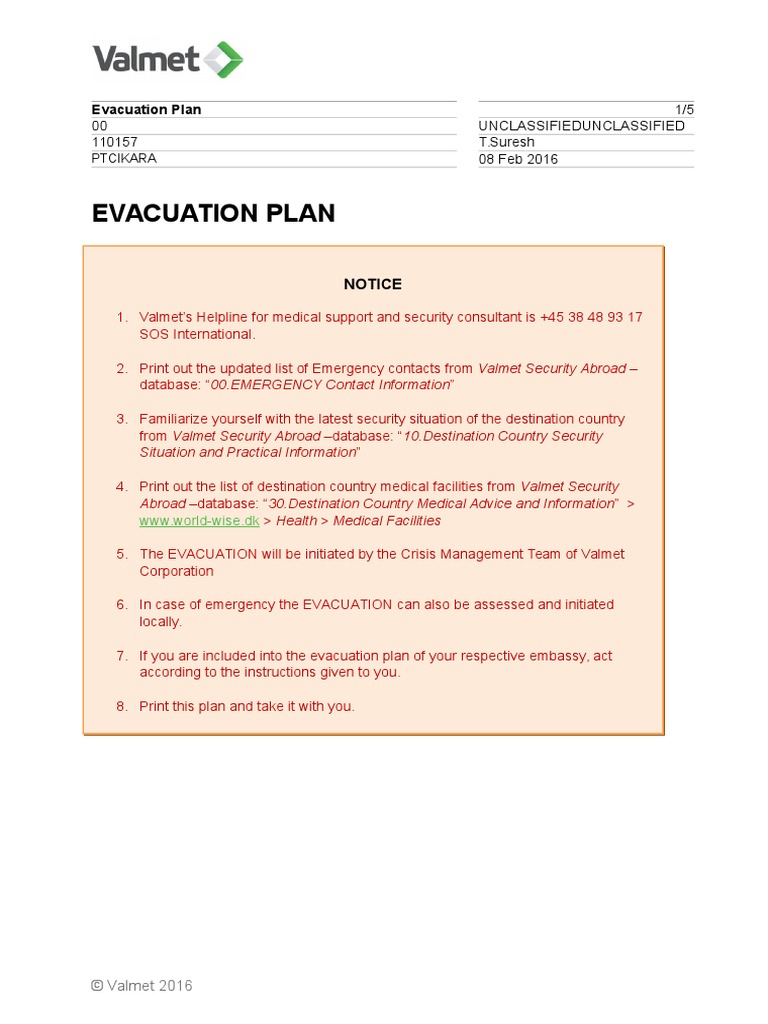 Evacuation Plan | PDF | Emergency Incident | Disaster And Accident