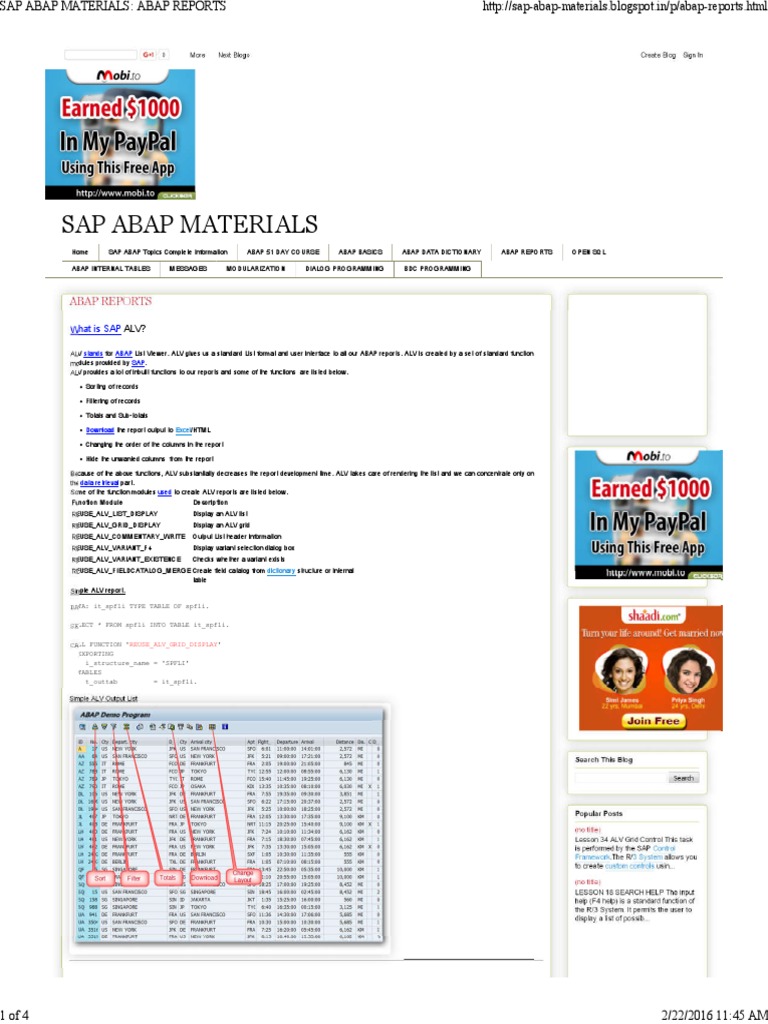 Sap Abap Materials - Abap Reports PDF | PDF | Data | Computing