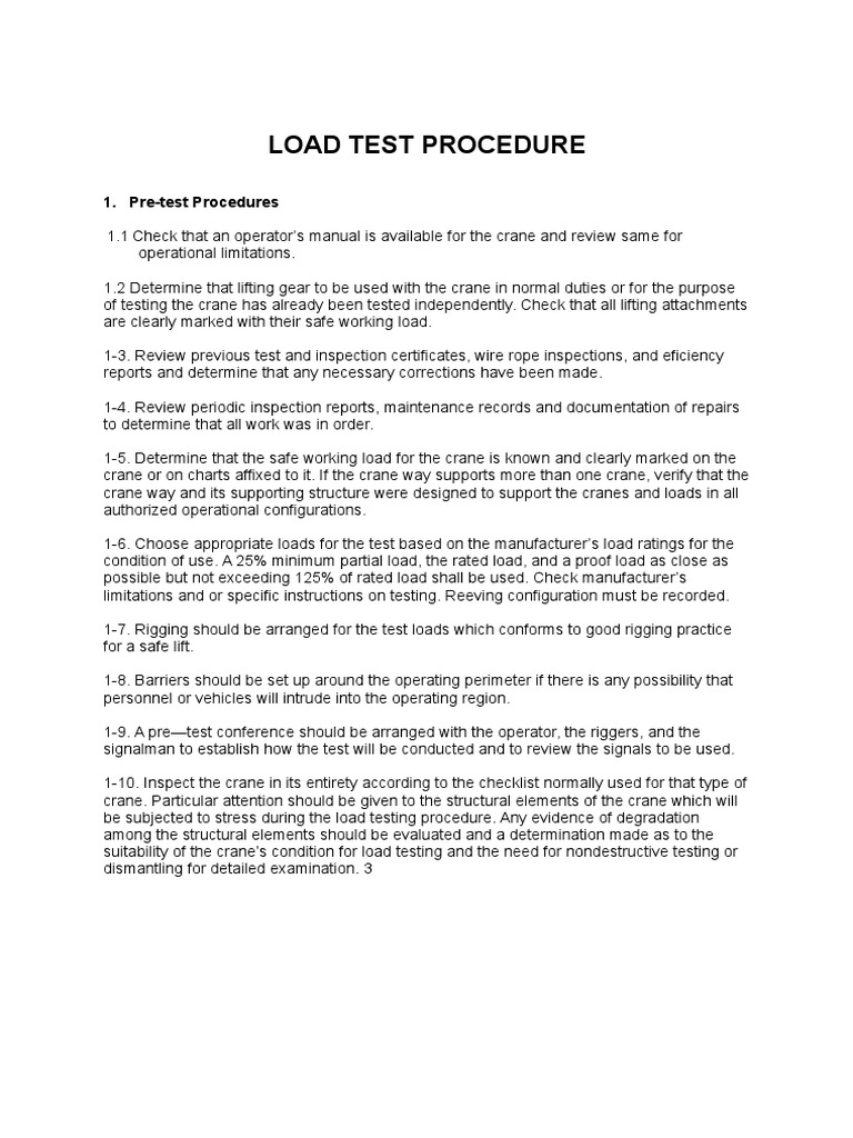 Load Test Procedure | PDF | Crane (Machine) | Bridge