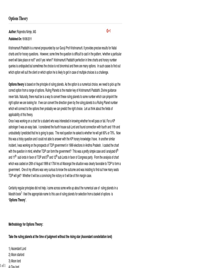 Options Theory 1 | PDF | Cognitive Science | Epistemology