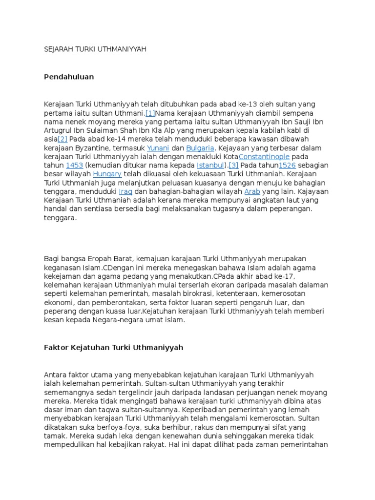 Sejarah Turki Uthmaniyyah | PDF