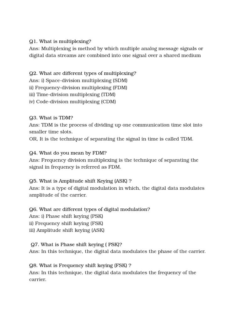 ADC Viva Qs | PDF | Multiplexing | Modulation