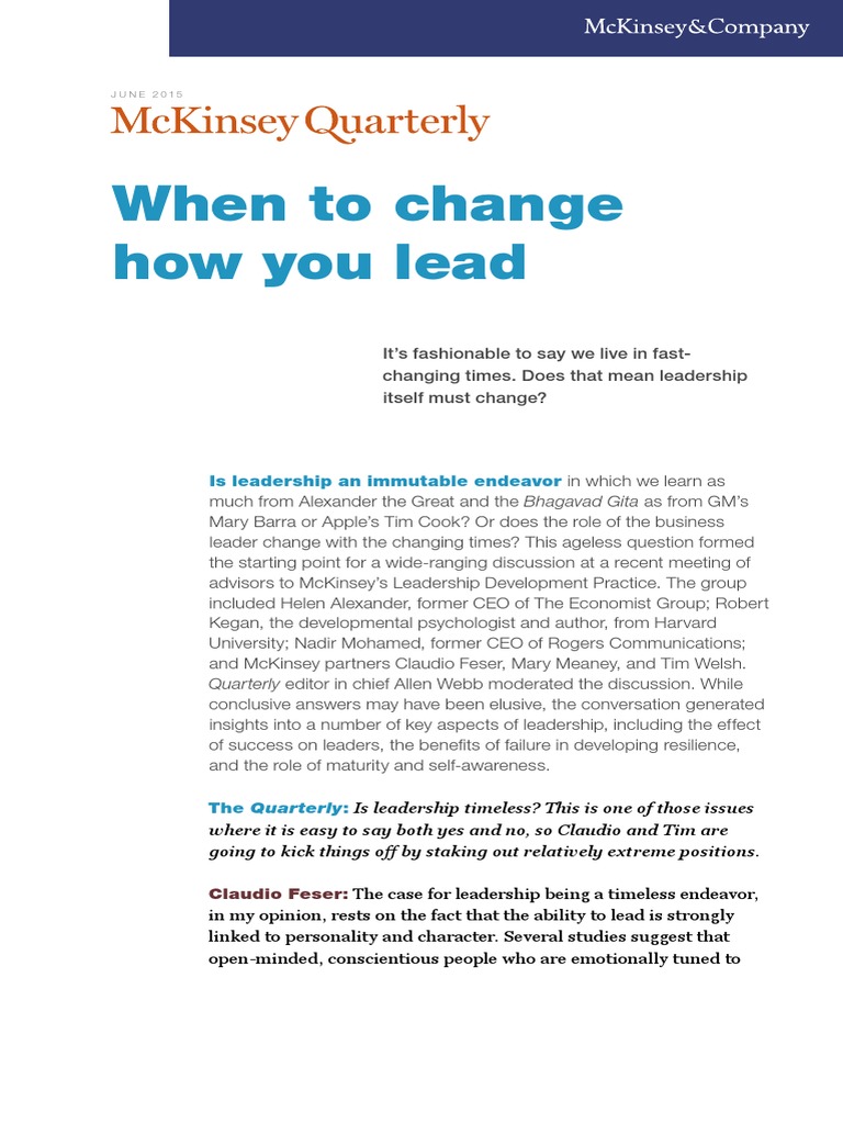 When To Change How You Lead | PDF | Leadership | Entrepreneurship