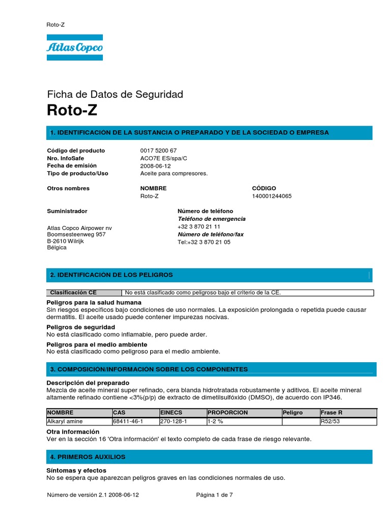 Aceite Roto Z | PDF | Toxicidad | Toxicología