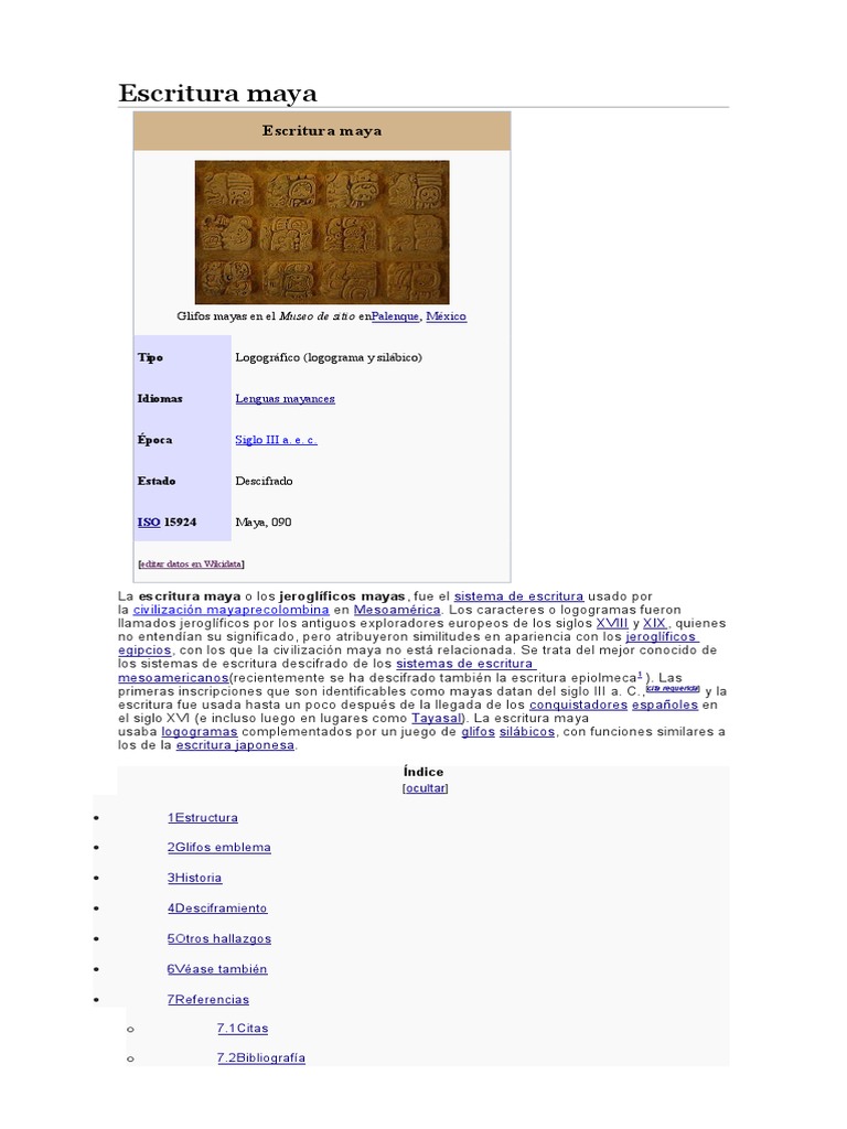 Glifos y escritura de la civilización maya | PDF | Civilización maya ...
