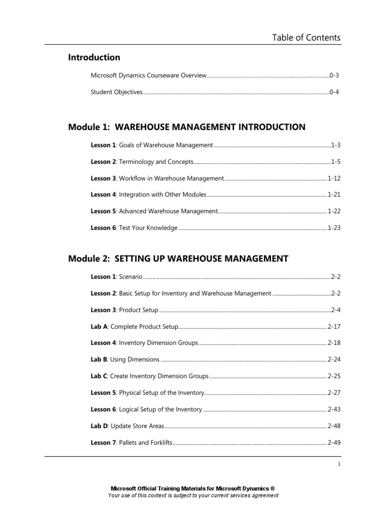 Ax2012 Enus WMSR2 Toc | PDF | Warehouse | Industries