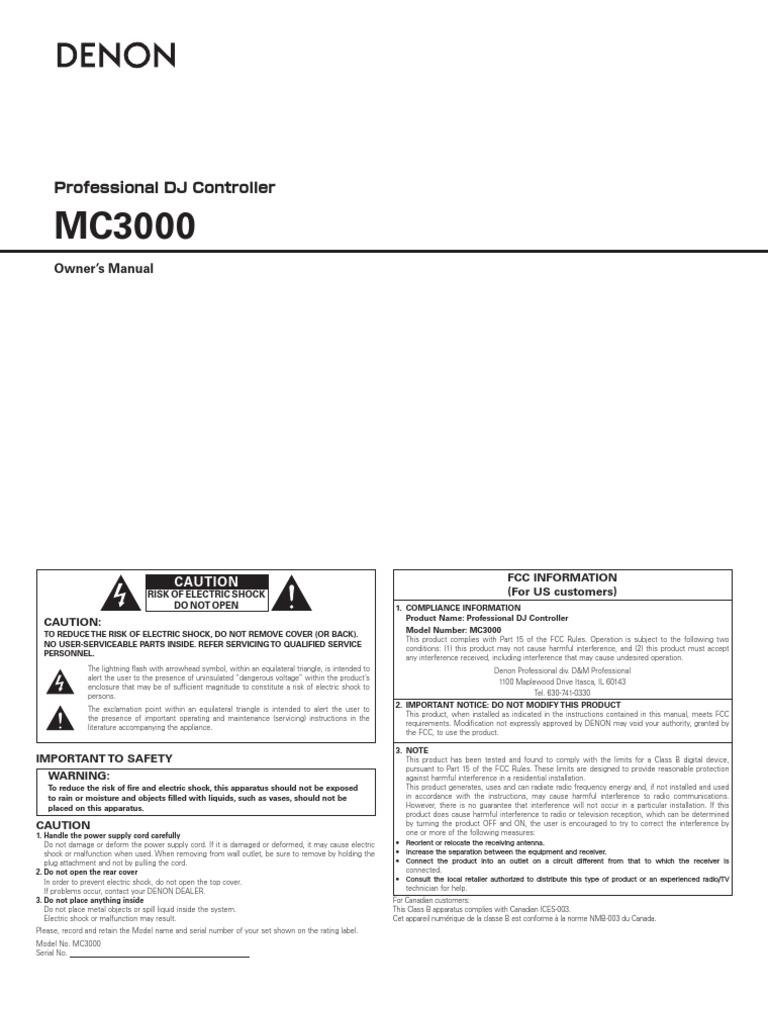 Denon mc3000 Manual PDF | PDF | Usb | Icon (Computing)