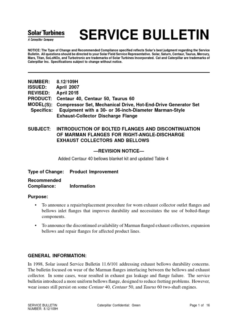 Service Bulletin 8-12-109h | PDF | Welding | Construction