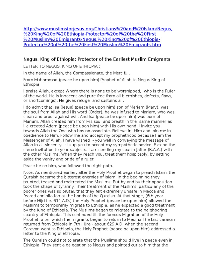 Letter of Muhammad To Negus | PDF | Muhammad | Prophets And Messengers ...