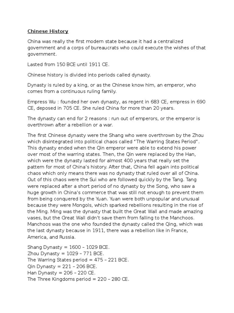 Chinese History | PDF | History Of China | Emperor Of China