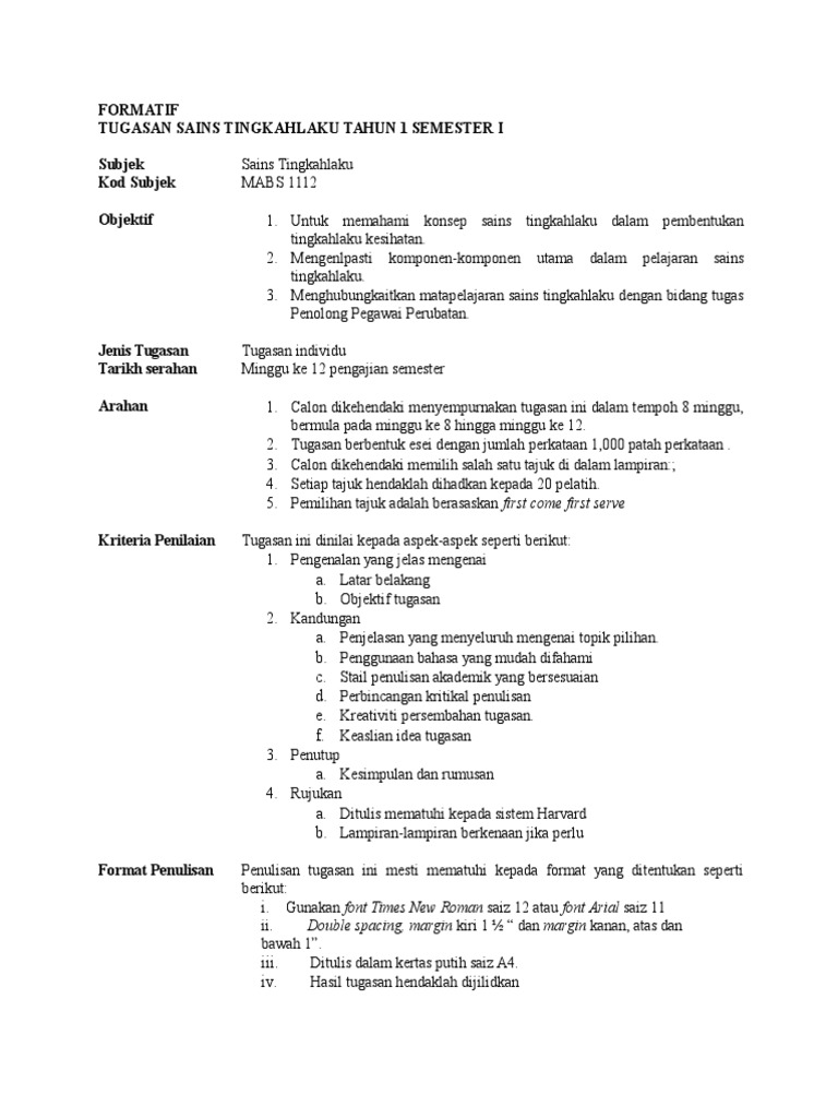 Format Untuk Assignment | PDF