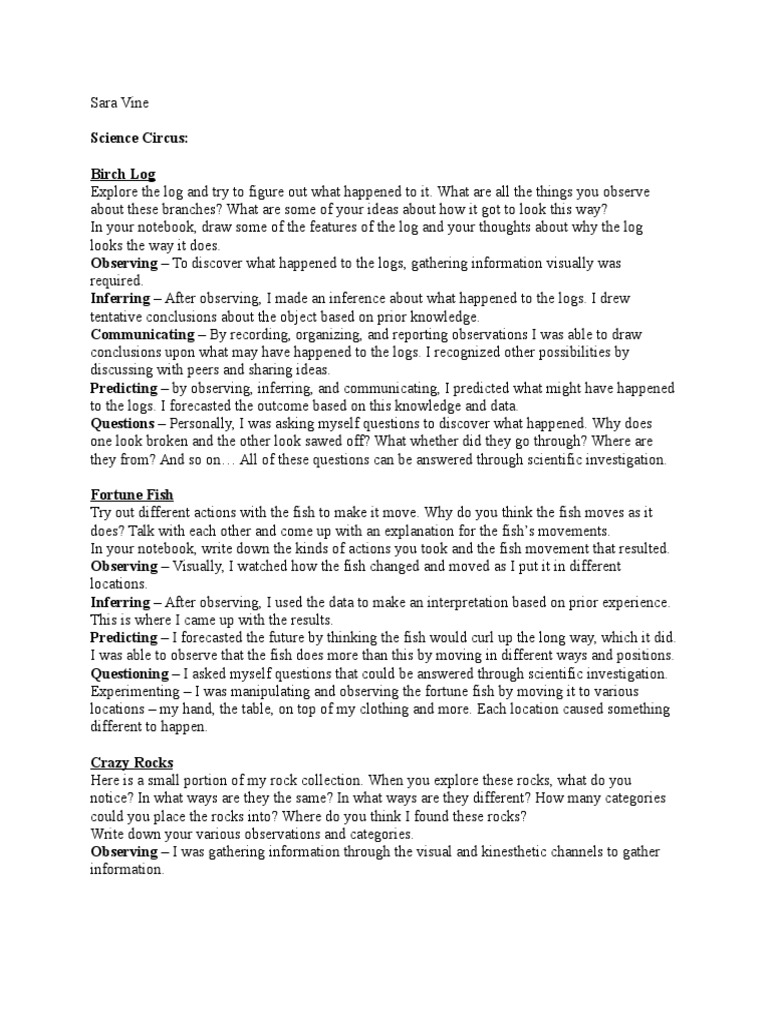 Science Circus Process Skills Assignment 1 | PDF | Prediction ...