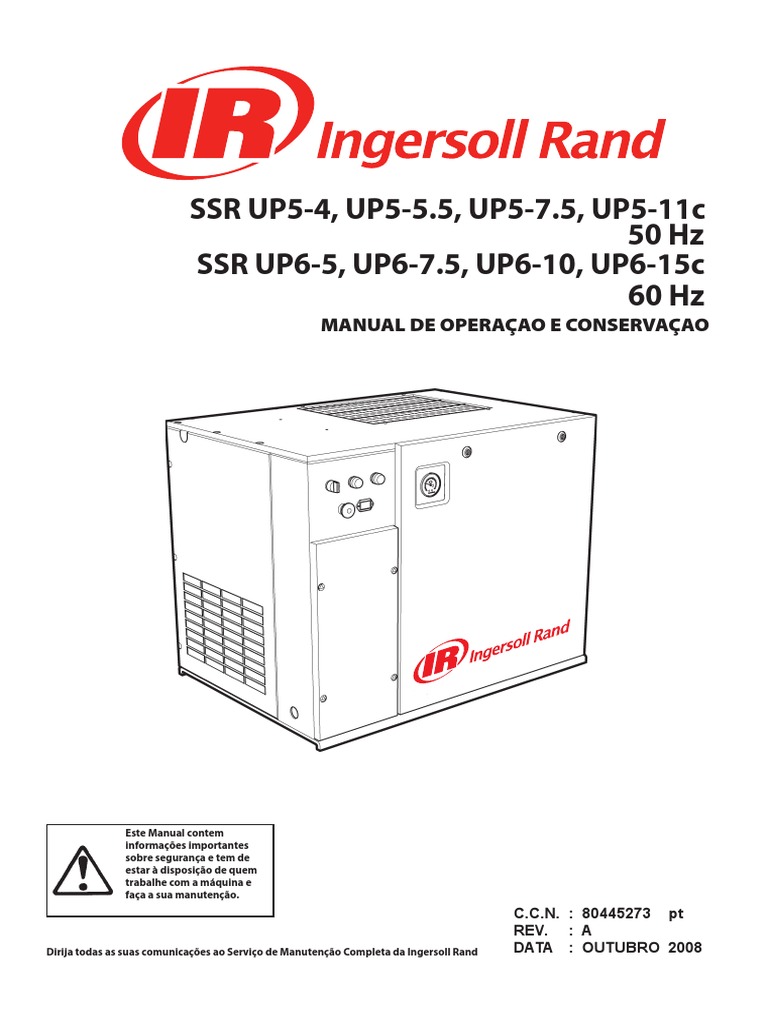 Manual de Operações e Instrucoes Compressor Ingersol Rand | PDF ...