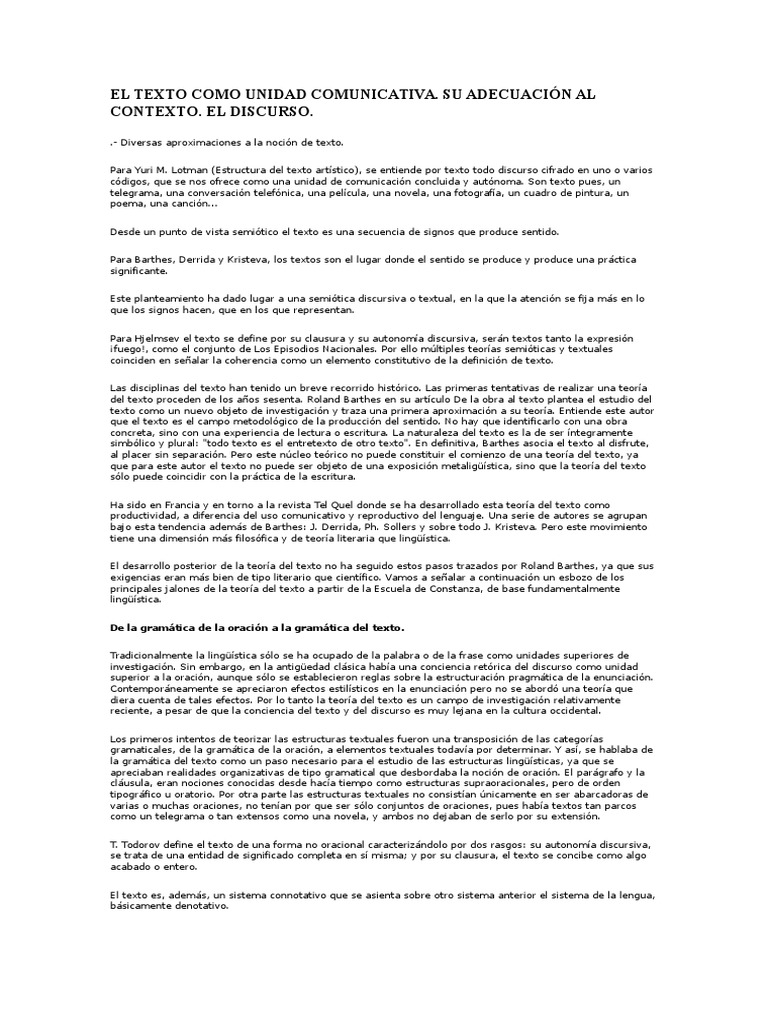 Teoría del Texto: Enfoques y Estructuras | PDF | Oración (Lingüística ...