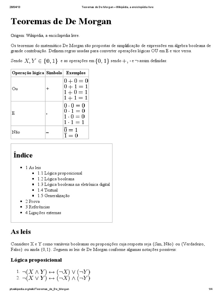 Leis de de Morgan | Lógica | Lógica Matemática