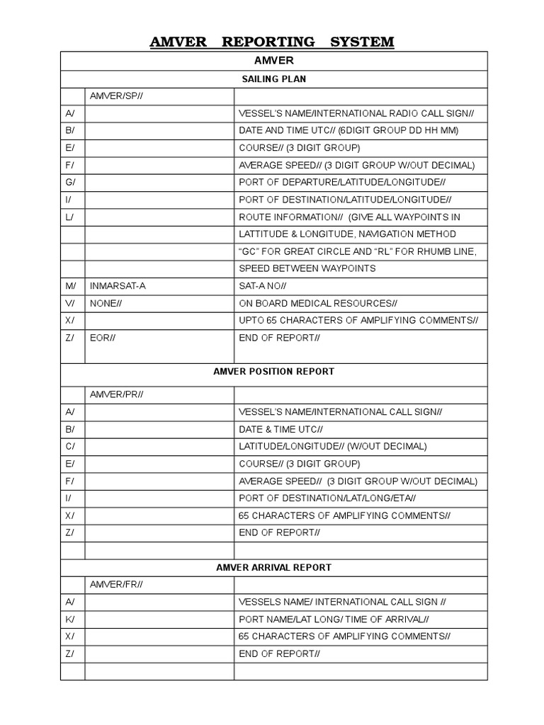 AMVER Reporting System Overview | PDF