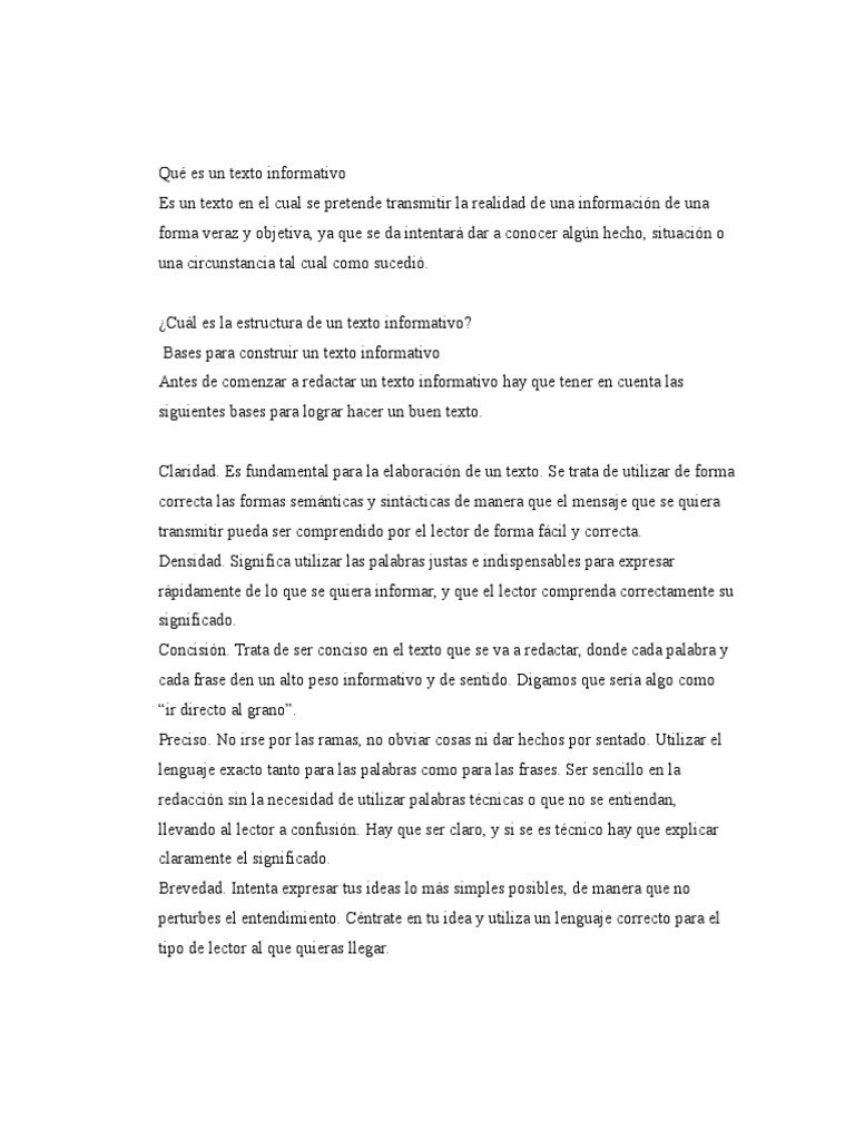 Estructura y características del texto informativo | PDF | Palabra ...