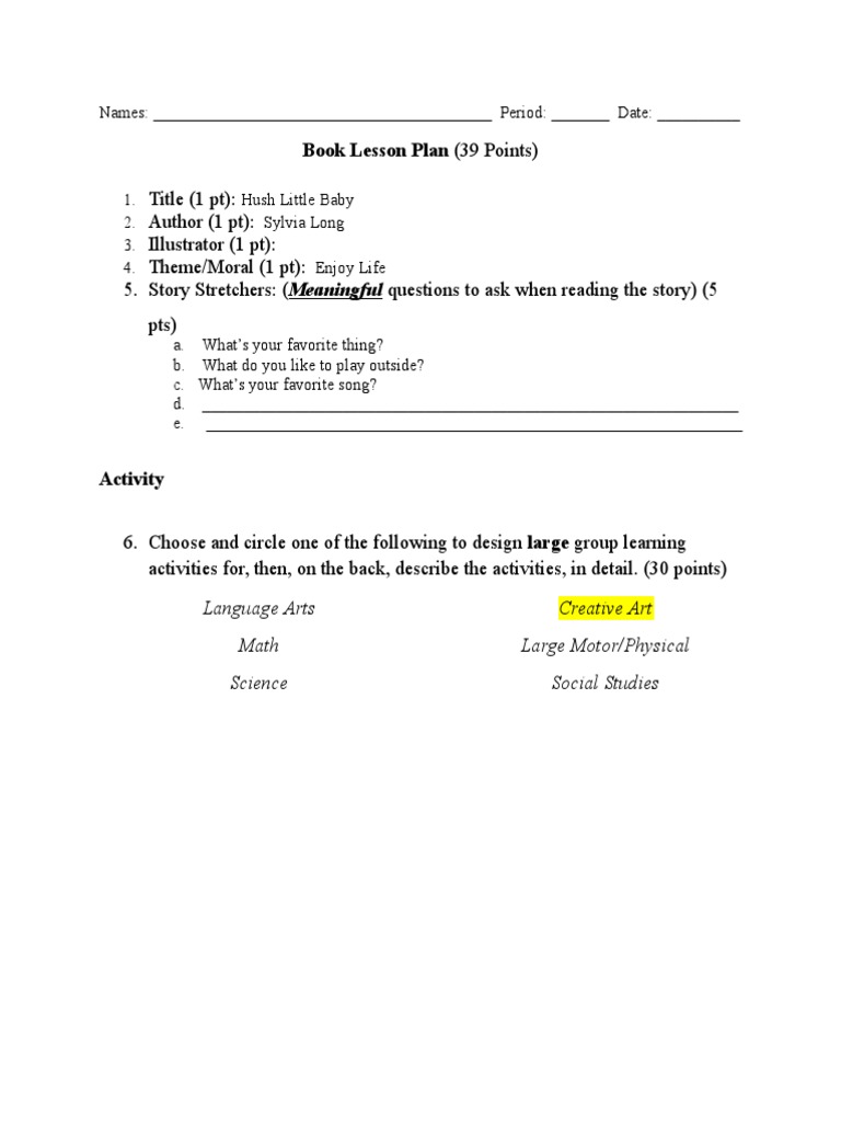 Preschool Song-Making Lesson Plan | PDF