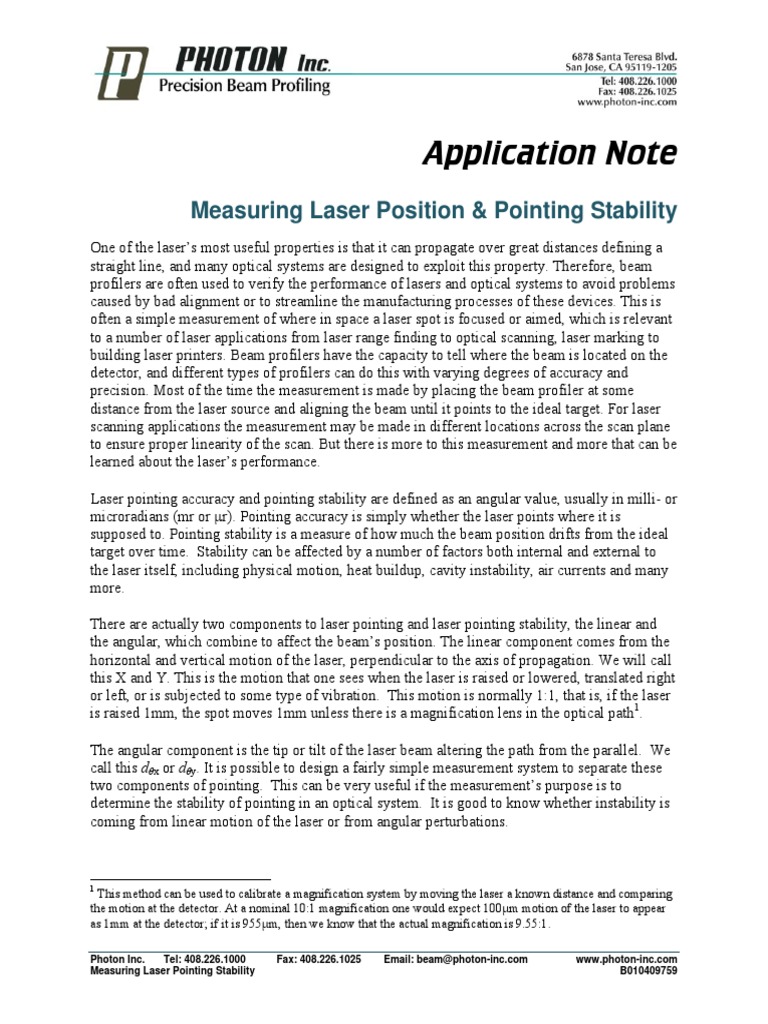 Laser Pointing Stability | Download Free PDF | Laser | Lens (Optics)