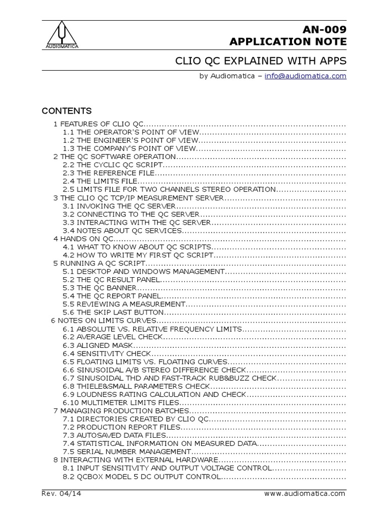 CLIO QC Explained With APPS | PDF | Port (Computer Networking ...