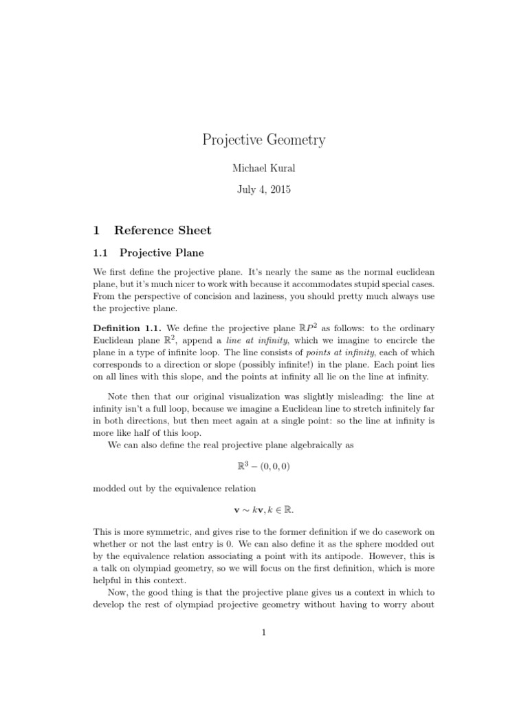 Projective Geometry | PDF | Triangle | Circle