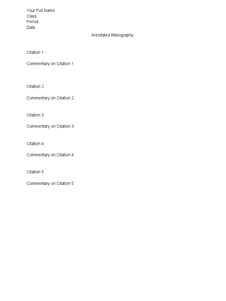 3b Annotatedbibliographytemplate | PDF | Bibliography | Document