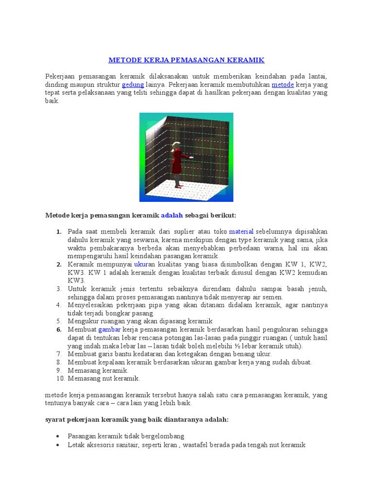 Metode Kerja Pemasangan Keramik | PDF